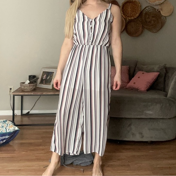 Pants & Jumpsuits | Stripe Red White And Blue Jumper With Adjustable ...